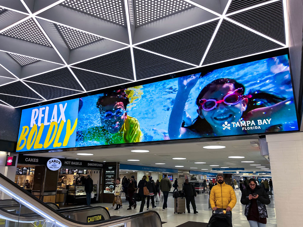 Renovations at Amtrak Penn Station Entrance Include LED Video Display